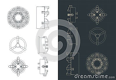 Lathe Chuck Mini Set Drawings Vector Illustration | CartoonDealer.com ...