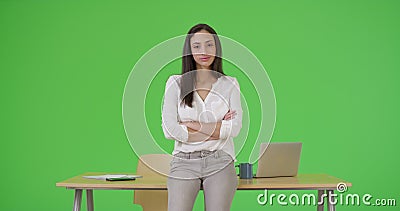 A Latina Poses for a Portrait on Green Screen Stock Video - Video of ...
