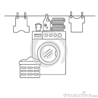 Laundry Room For Washing And Drying Items. Laundry Room With Washing ...