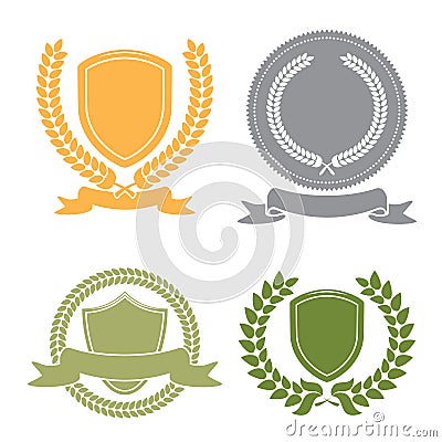 Laurel Leaf Wreath And Shields Set Stock Image - Image: 23156231