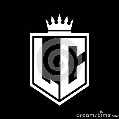 LC Logo Monogram Bold Shield Geometric Shape With Crown Outline Black ...