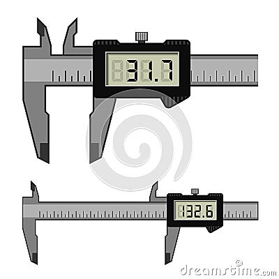 LCD Electronic Digital Caliper Micrometer Gauge Vernier Cartoon Vector ...