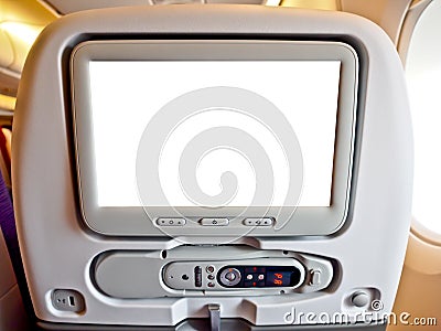 LCD Monitor At Airplane Seat Stock Photo - Image: 27974900