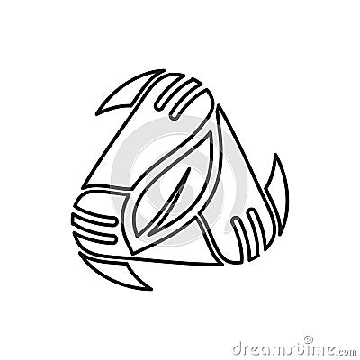 Leaf Hand Triangle Commitment Teamwork Together Outline Logo Vector Illustration | CartoonDealer ...