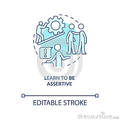 Learn To Be Assertive Turquoise Concept Icon Vector Illustration ...