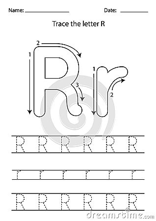 Learning English Alphabet For Kids. Letter R. Cartoon Vector ...