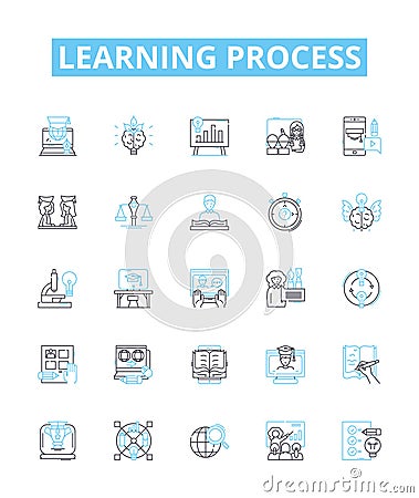 Learning Process Vector Line Icons Set. Knowledge, Education ...