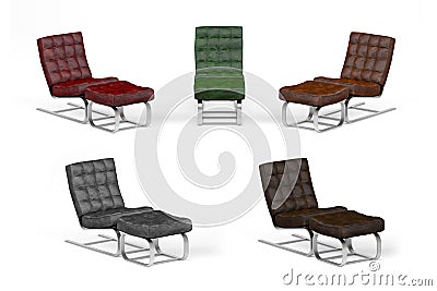 Leather Sofa With Metal Legs In Several Color Variations On White Stock ...