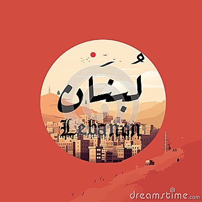 Lebanon In Arabic Language With Handwritten Calligraphy Thuluth Font ...
