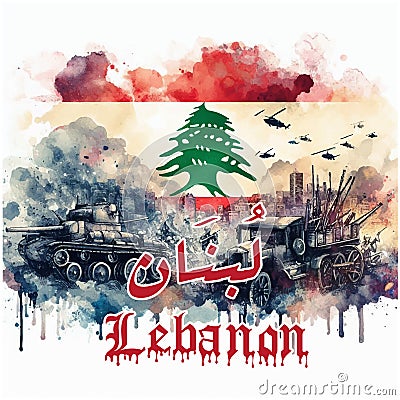 Lebanon In Arabic Language With Handwritten Calligraphy Thuluth Font ...