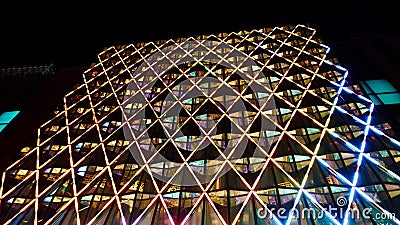 LED Lighting On Building Exterior Wall Stock Photo - Image: 61739253