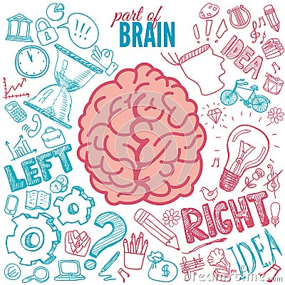 Left and Right Human Brain Concept. Logic and Creative Hemispheres ...