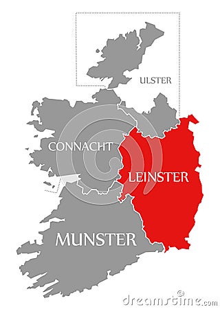 Leinster Red Highlighted In Map Of Ireland Royalty-Free Illustration ...