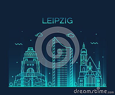 Leipzig Skyline Vector Illustration Linear Style | CartoonDealer.com ...