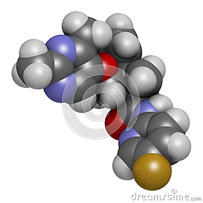 Lemborexant Insomnia Drug Molecule. 3D Rendering. Atoms Are Represented ...