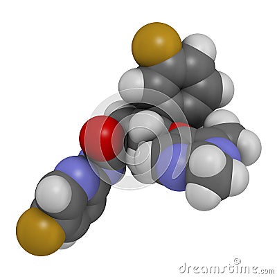 Lemborexant Insomnia Drug Molecule. 3D Rendering. Atoms Are Represented ...