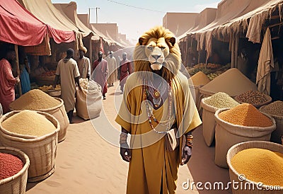 Leonin Dnd Lion Man In A Desert Stock Photography | CartoonDealer.com ...
