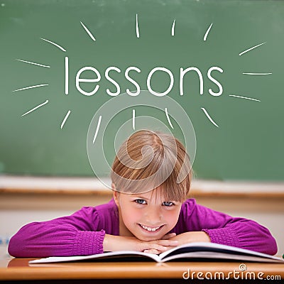 Lessons Against Cute Pupil Sitting At Desk Stock Photo | CartoonDealer ...