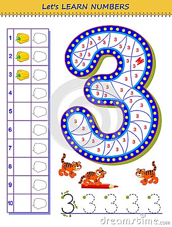 Let`s Learn Numbers. Educational Game For Children. Printable Worksheet ...