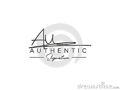 Letter AU Signature Logo Template Vector | CartoonDealer.com #298885876