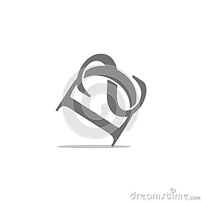 Letter Dn 3d Flat Curves Logo Vector | CartoonDealer.com #310127056