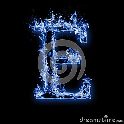 Letter E. Blue Fire Flames On Black Stock Photography | CartoonDealer ...