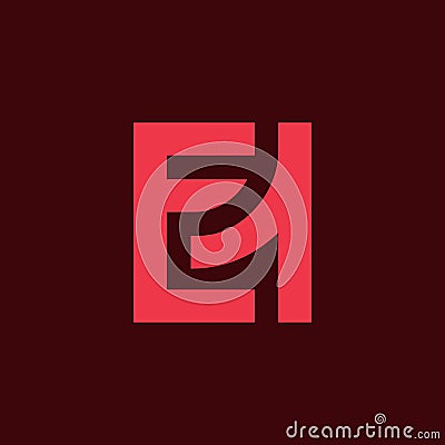 Letter E1 Logo Template, Rectangle Shape Symbol, Red Color, Abstract ...
