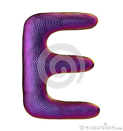 Letter E Made Of Natural Snake Skin Texture Purpur Color. 3D Letter ...