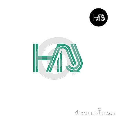 Letter HAJ Monogram Logo Design With Lines Cartoon Vector ...