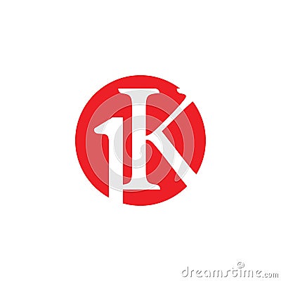 Letter 1k Circle Negative Space Symbol Vector | CartoonDealer.com ...