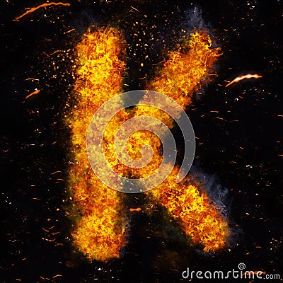 Letter K Flame Explosion Shape With Embers And Sparks Royalty-Free ...