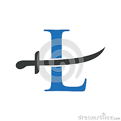 Letter L Swords Logo Vector Template. Swords Icon For Protection And ...
