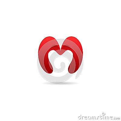 Letter M Logo Design Template In Red Colors. Vector Logotype. Stock ...