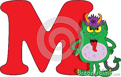 Letter M With A Monster Royalty Free Stock Images - Image: 13152469
