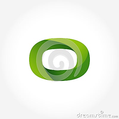 Letter O Green Logo Template. Alphabet Logotype Design Cartoon Vector ...
