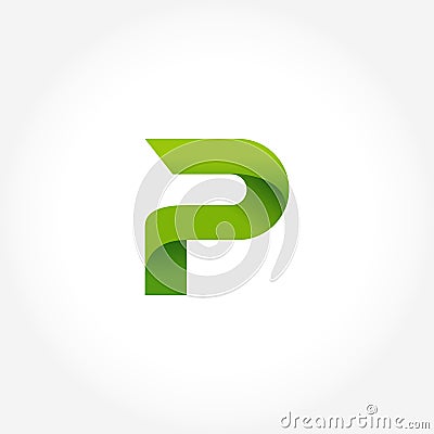Letter P Green Logo Template. Alphabet Logotype Design Vector ...
