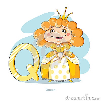Letter Q With Funny Queen Stock Vector - Image: 50887148