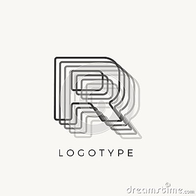 Letter R Of Outline Stripes, Blend Effect Letter For Monogram And Logo ...