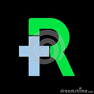 Letter R With Plus Symbol. Flat And Isolated. Vector Illustration ...