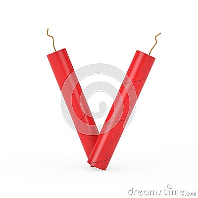 Letter V As Dynamite Sticks Alphabet Collection. 3d Rendering Stock ...