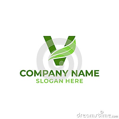 Letter V Logo With Leaf Vector. V Leaf Logo Template, Leaf Logo ...