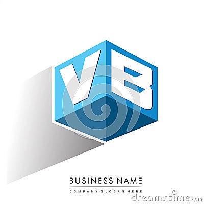 Letter VB Logo In Hexagon Shape And Blue Background, Cube Logo With ...