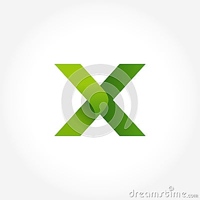 Letter X Green Logo Template. Alphabet Logotype Design Cartoon Vector ...