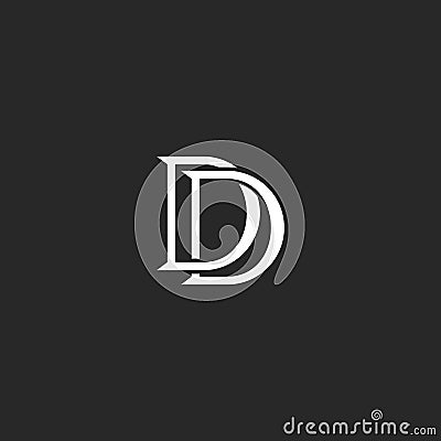 Letters Initials DD Logo Monogram Weaving Lines Black And White Style ...
