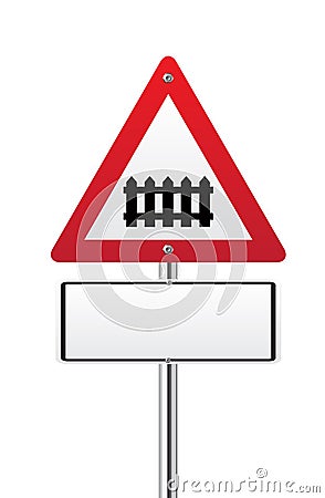 Level Crossing With Barrier Ahead Sign Vector Illustration ...