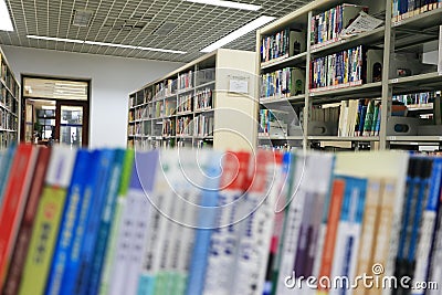 Workplace in library stock image. Image of indoor, library - 17345941