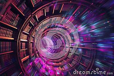 A Library Of Infinite Knowledge Visualized As An Iridescent Fractal ...