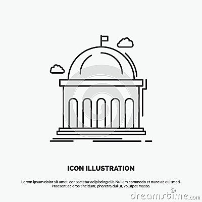 Library, School, Education, Learning, University Icon. Line Vector Gray ...