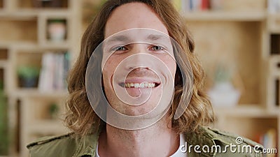 Library, University Student Face and Man Portrait Smile Ready for Books ...