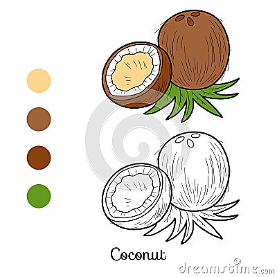 Libro Da Colorare: Frutta E Verdure (noce Di Cocco) Illustrazione ...